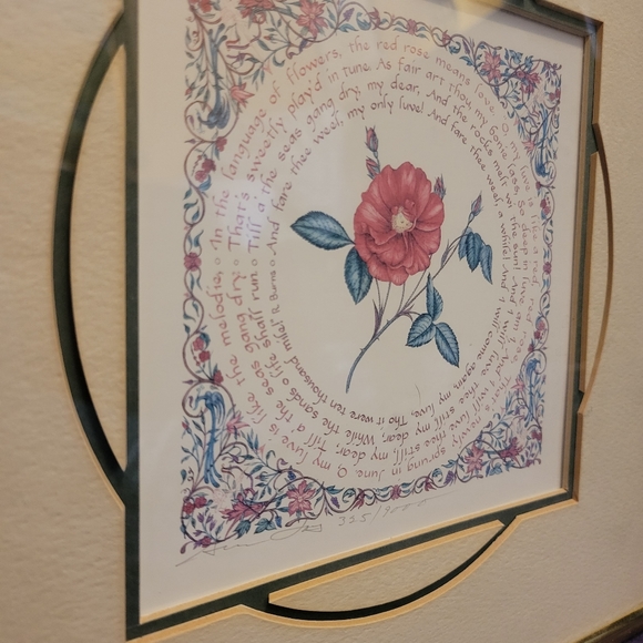 Art | Susan Loy Signed And Numbered Print Literary Calligraphy Red Rose ...